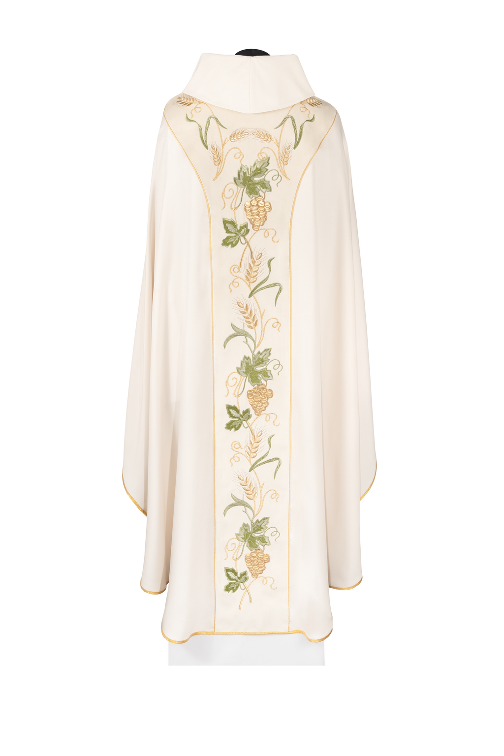 Elegant chasuble made with a velvet ecru band embroidered with the IHS ...